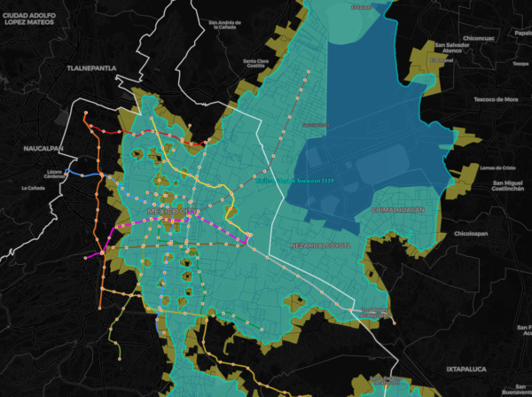 Lago de Texcoco (de1519) y colonias de la ZMVM – Alidrisi Cartografía